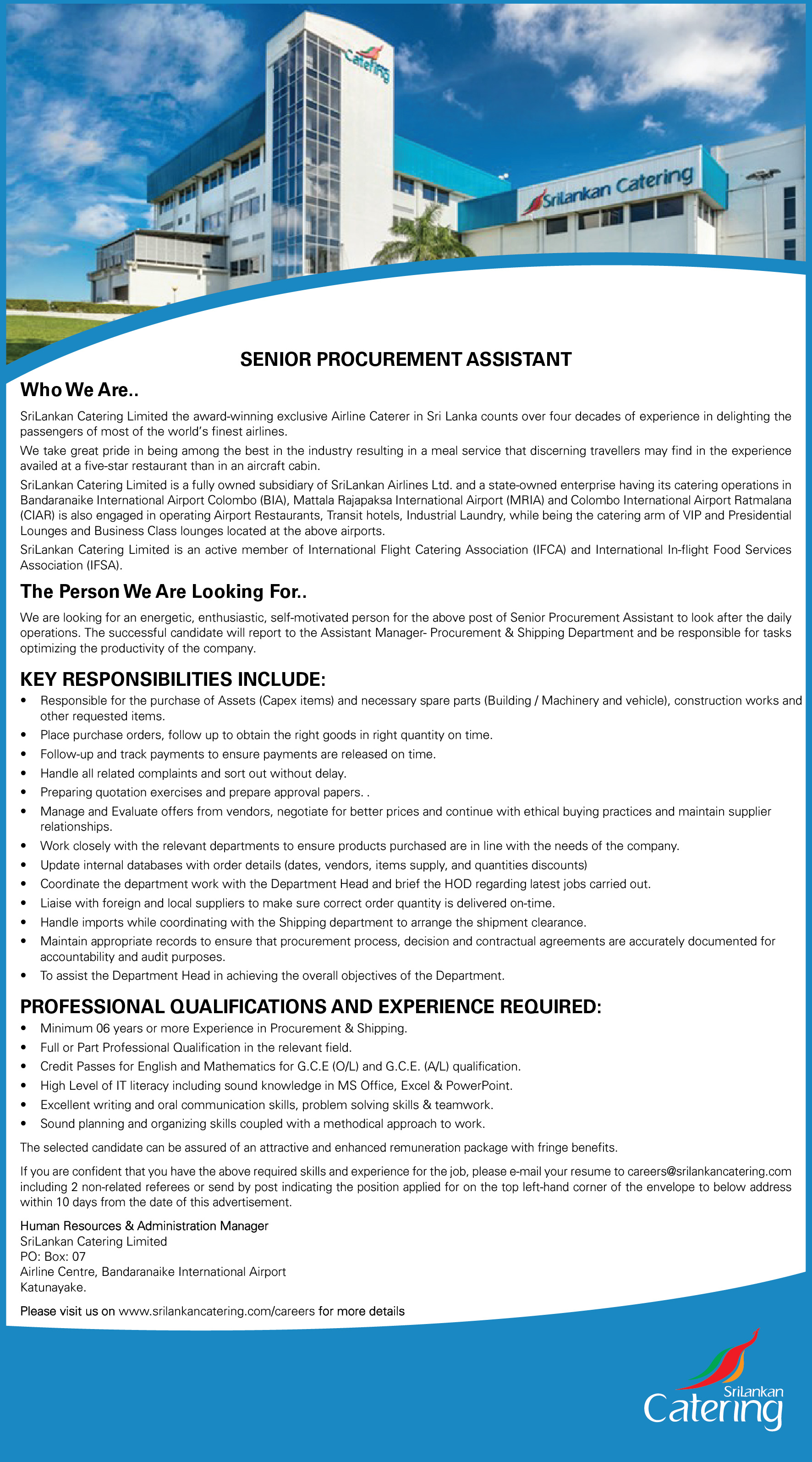 SriLankan Catering Careers